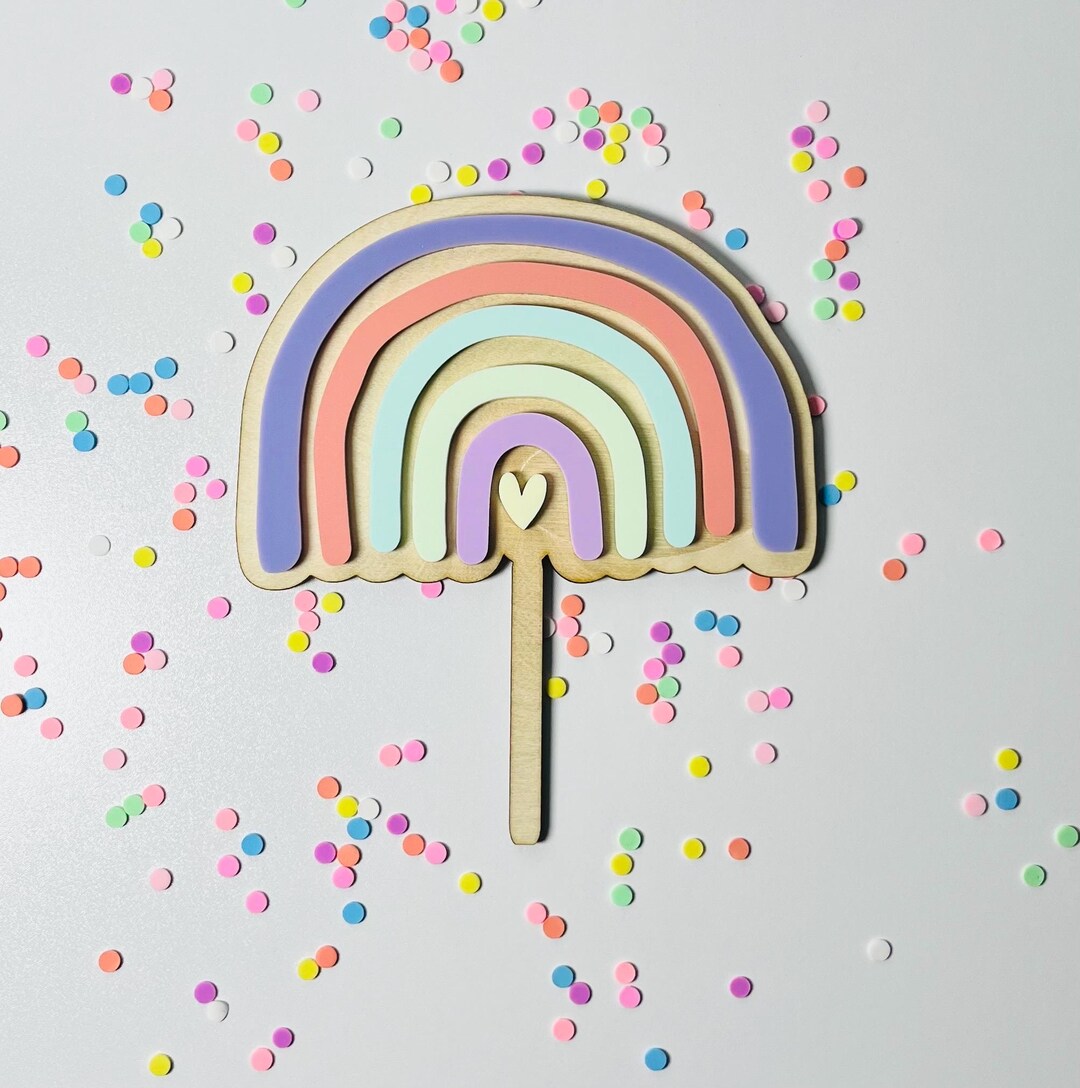 Pastel Rainbow Cake Topper, Girl Party Decor, Boy Birthday Party ...