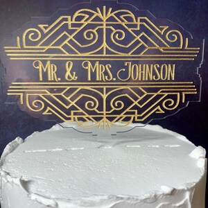 Gold Wedding Cake Topper, Art Deco Wedding Cake Topper, Roaring 20’s ...
