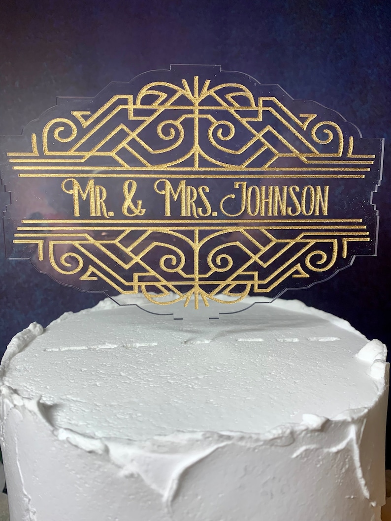 Gold Wedding Cake Topper Art Deco Wedding Cake Topper - Etsy