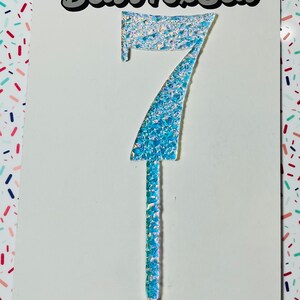 Number 7 Cake Topper or Charm | Iridescent Acrylic Cake Accessory ...