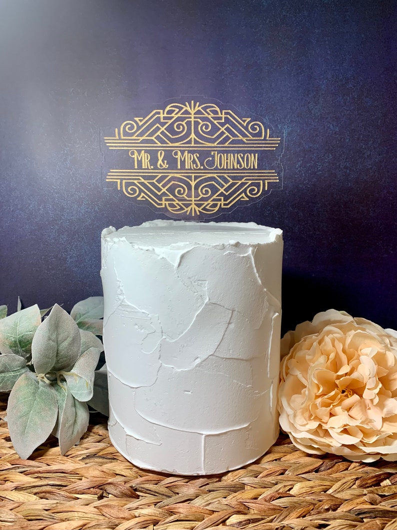 Gold Wedding Cake Topper Art Deco Wedding Cake Topper - Etsy