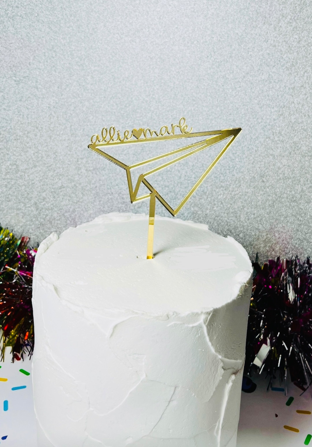 Personalized Paper Plane Wedding Cake Topper: Acrylic Keepsake - Etsy