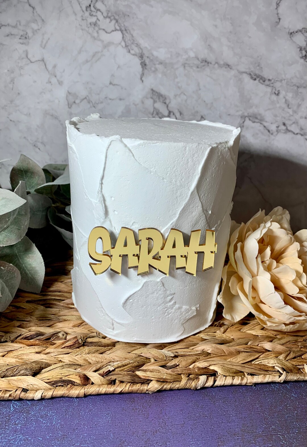 Cake Charm Acrylic Cake Accessory Wedding Name Gold Name Plate Birthday ...