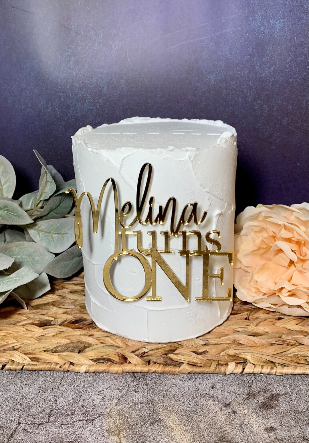 Personalized TURNS ONE Cake Charm | Acrylic Cake Plate | Birthday Party ...