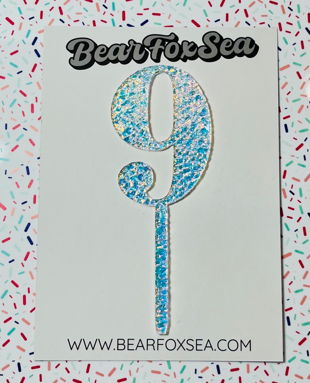 Number 9 Cake Topper or Charm Iridescent Acrylic Cake Accessory Color ...