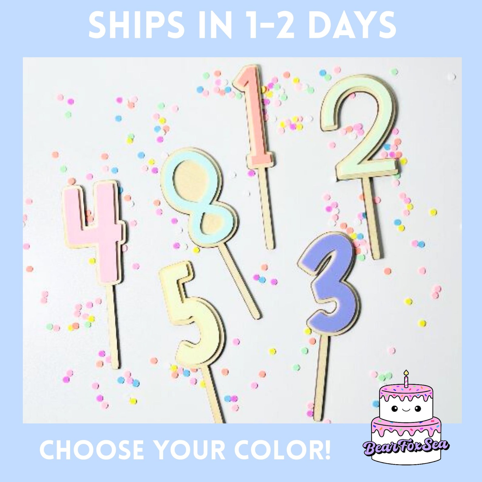Pastel Rainbow Number Cake Topper: Wood & Acrylic Birthday Decor - Etsy