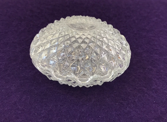 Vintage Glass Jewelry Box, Diamond Cut Jewelry Dish, … - Gem