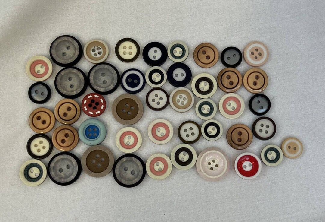 Lot Variety Assorted Color Two-tone Vintage 45 Buttons Round Various ...