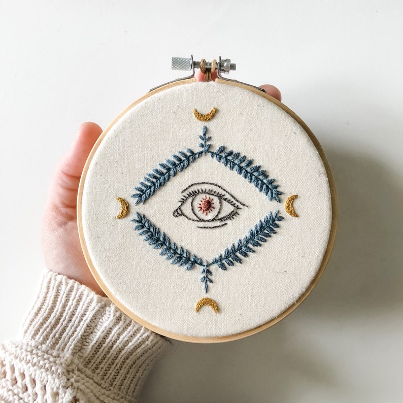 Eye of Earth Embroidery Pattern: Witchy Botanical Design (PDF Pattern ...