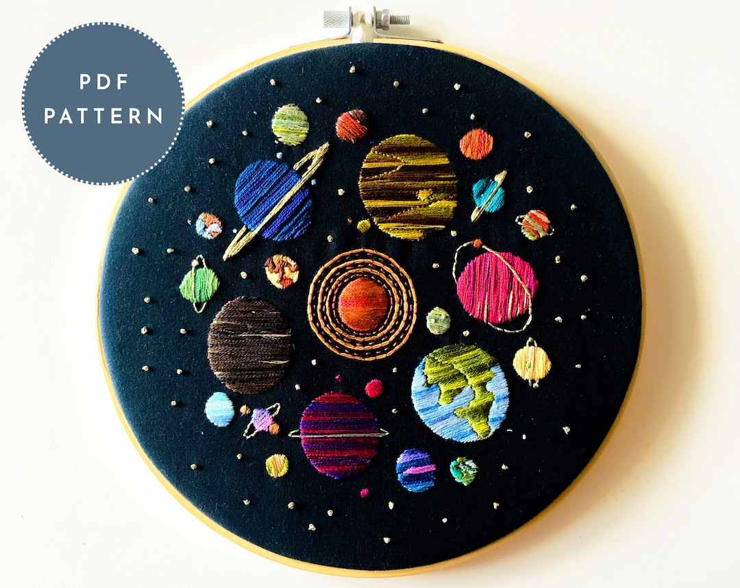 Space Embroidery Pattern: Planets & Stars Hoop Art (PDF Pattern) - Etsy