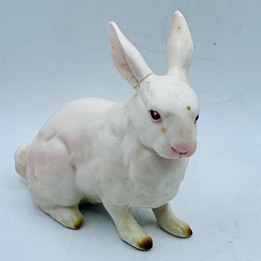 Vintage Lefton Bunny Figurine: Hand-painted Porcelain Rabbit, Repaired ...