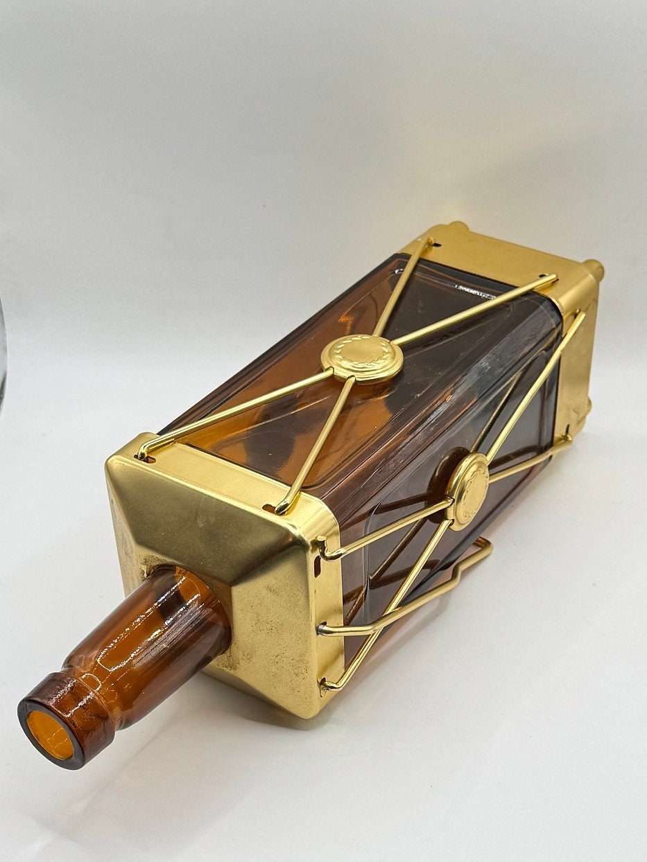 Vintage Swiss Harmony Music Box Decanter: Mid-century Amber Glass ...