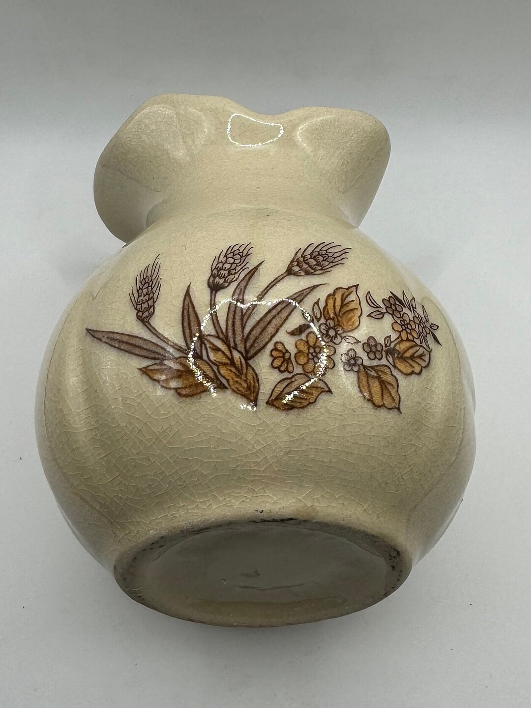 Vintage Interpur Glazed Fluted Rim Vase Pottery Wheat Design Excellent ...