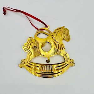 Vintage Gold Rocking Horse Christmas Ornament - Danbury Mint Style ...