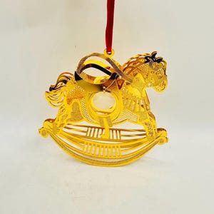 Vintage Gold Rocking Horse Christmas Ornament - Danbury Mint Style ...