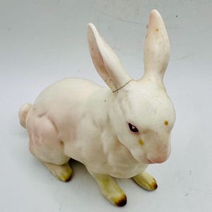 Vintage Lefton Bunny Figurine: Hand-painted Porcelain Rabbit, Repaired ...