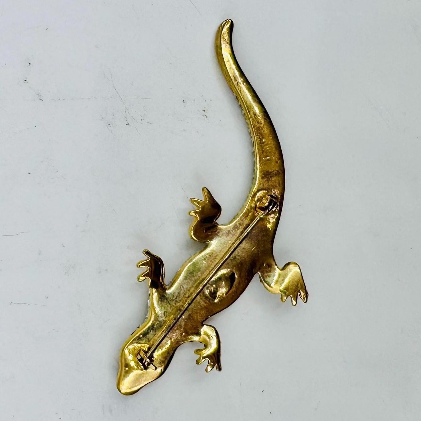 Sparkly Lizard Brooch – Rhinestone Gecko Pin With Black & Clear ...