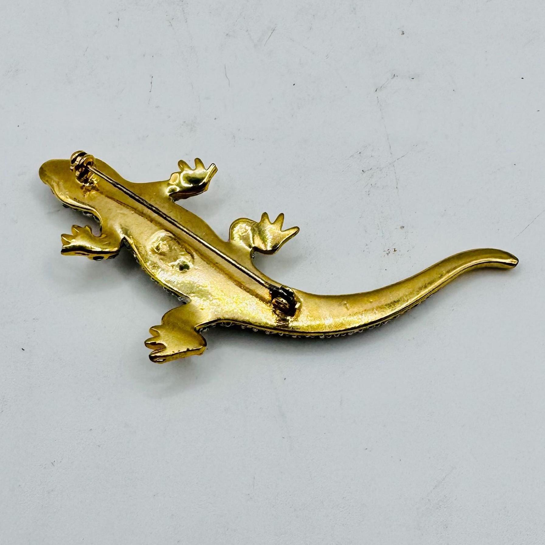 Sparkly Lizard Brooch – Rhinestone Gecko Pin With Black & Clear ...