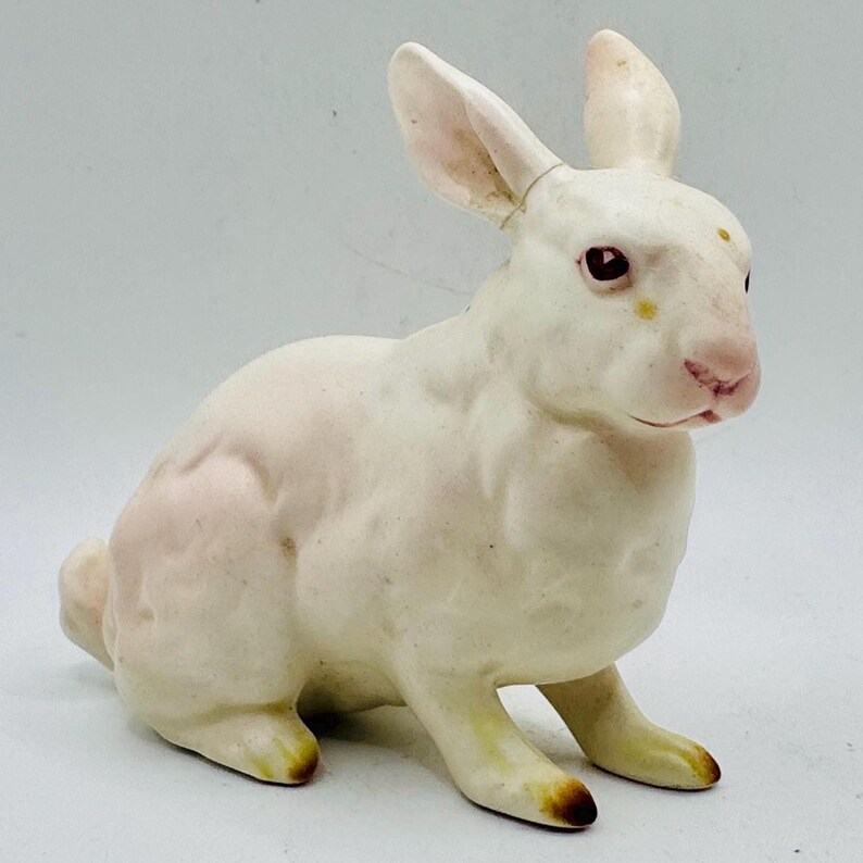 Vintage Lefton Bunny Figurine: Hand-painted Porcelain Rabbit, Repaired ...