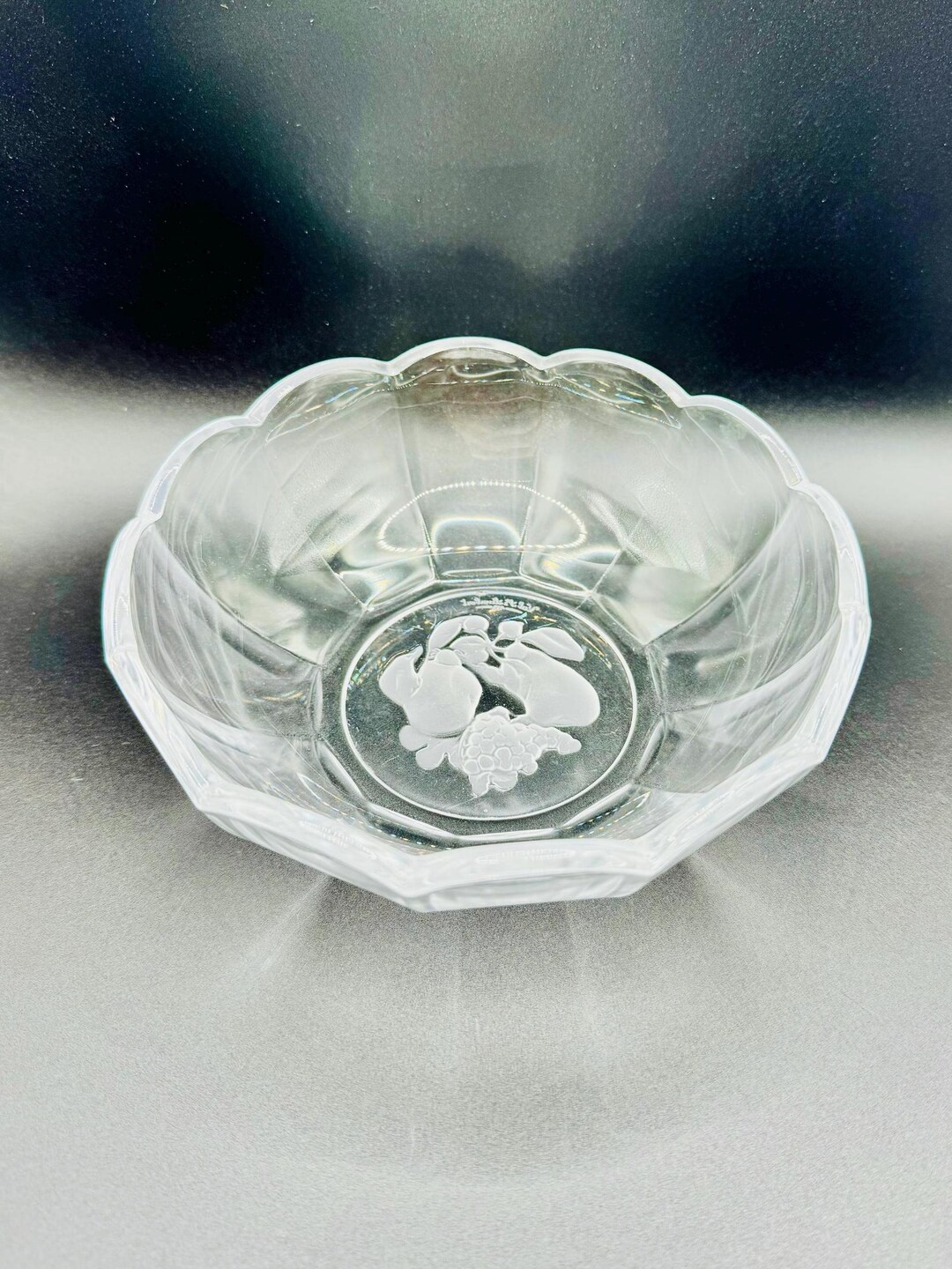 Vintage Val St. Lambert Crystal Bowl | Engraved Floral Design, 6" - Etsy