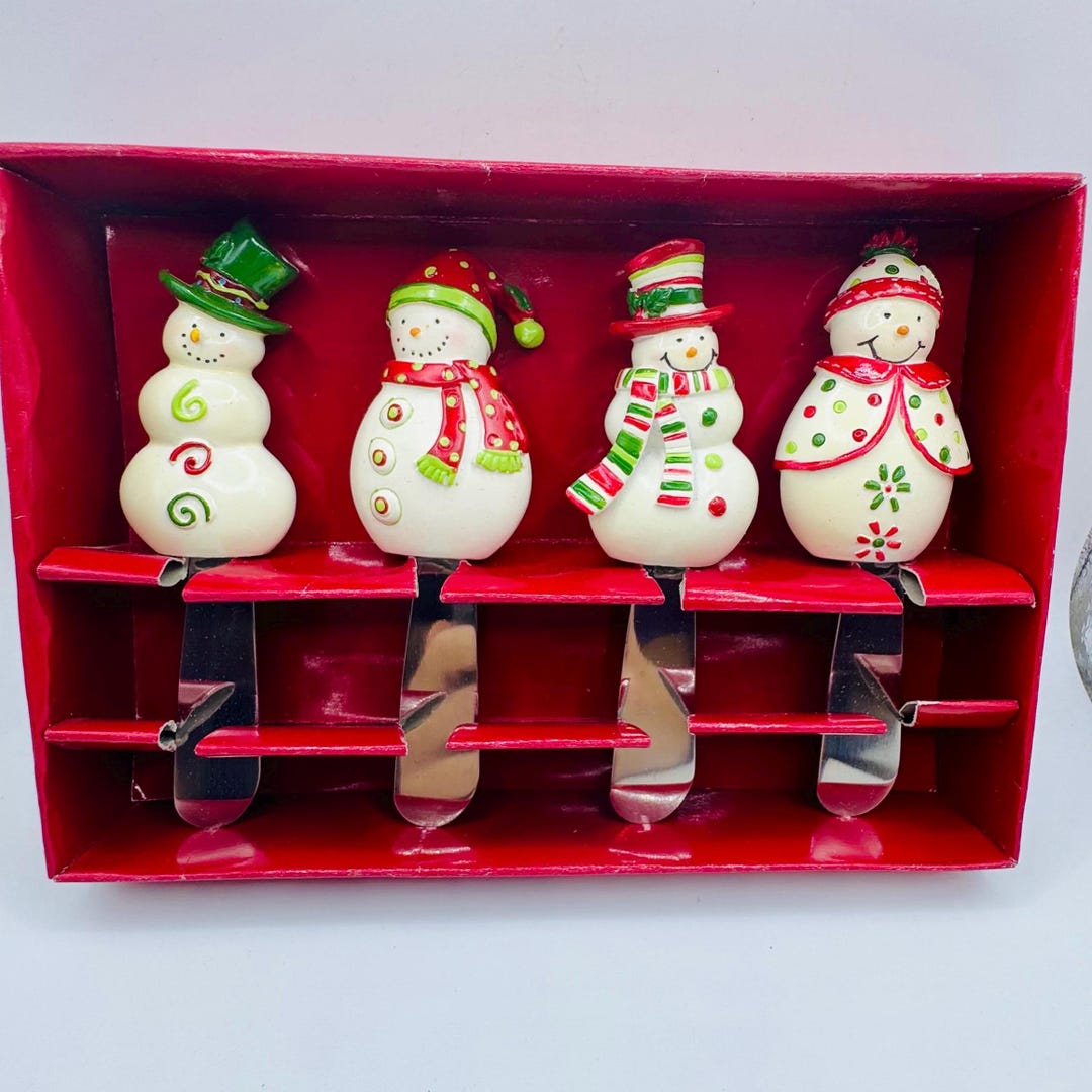 Set of 4 Snowman Cheese Spreaders – Holiday Butter Knives – Christmas ...