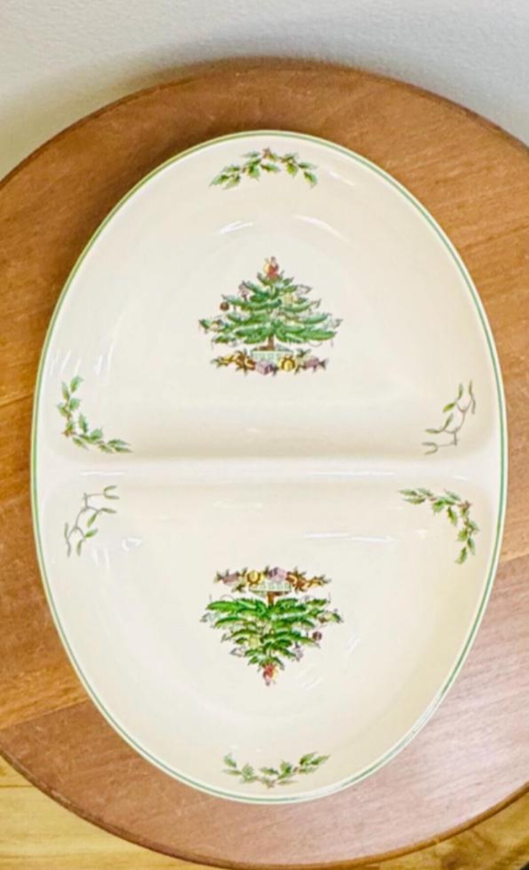 Vintage Spode Christmas Tree Platter: 15" Divided Serving Dish - Etsy