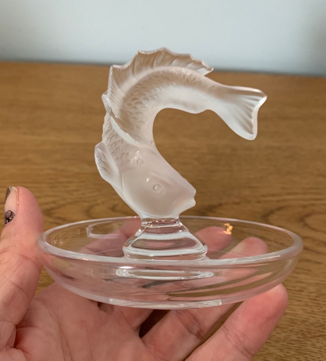 Beautiful Vintage Lalique Crystal Clear & Satin Koi Fish Ring Dish; Pin ...