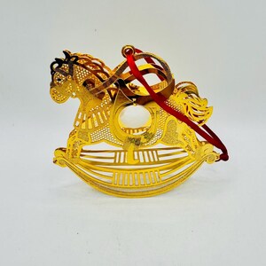 Vintage Gold Rocking Horse Christmas Ornament - Danbury Mint Style ...