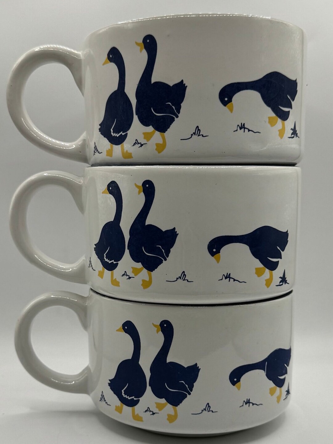 Vintage 80s Blue Goose Soup Mug SET OF 3 Excellent Condition Free ...