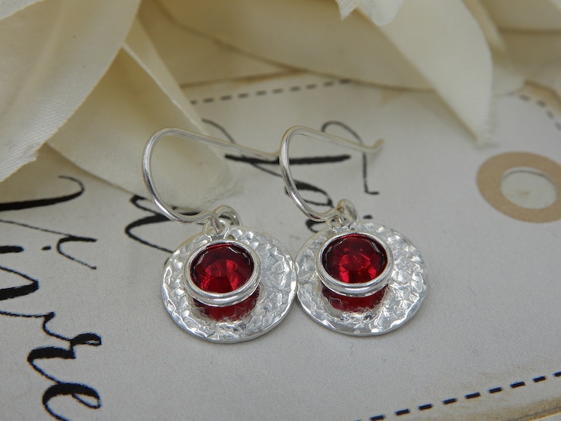 Sterling Silver Birthstone Earrings, January Birthstone Jewelry, Garnet ...