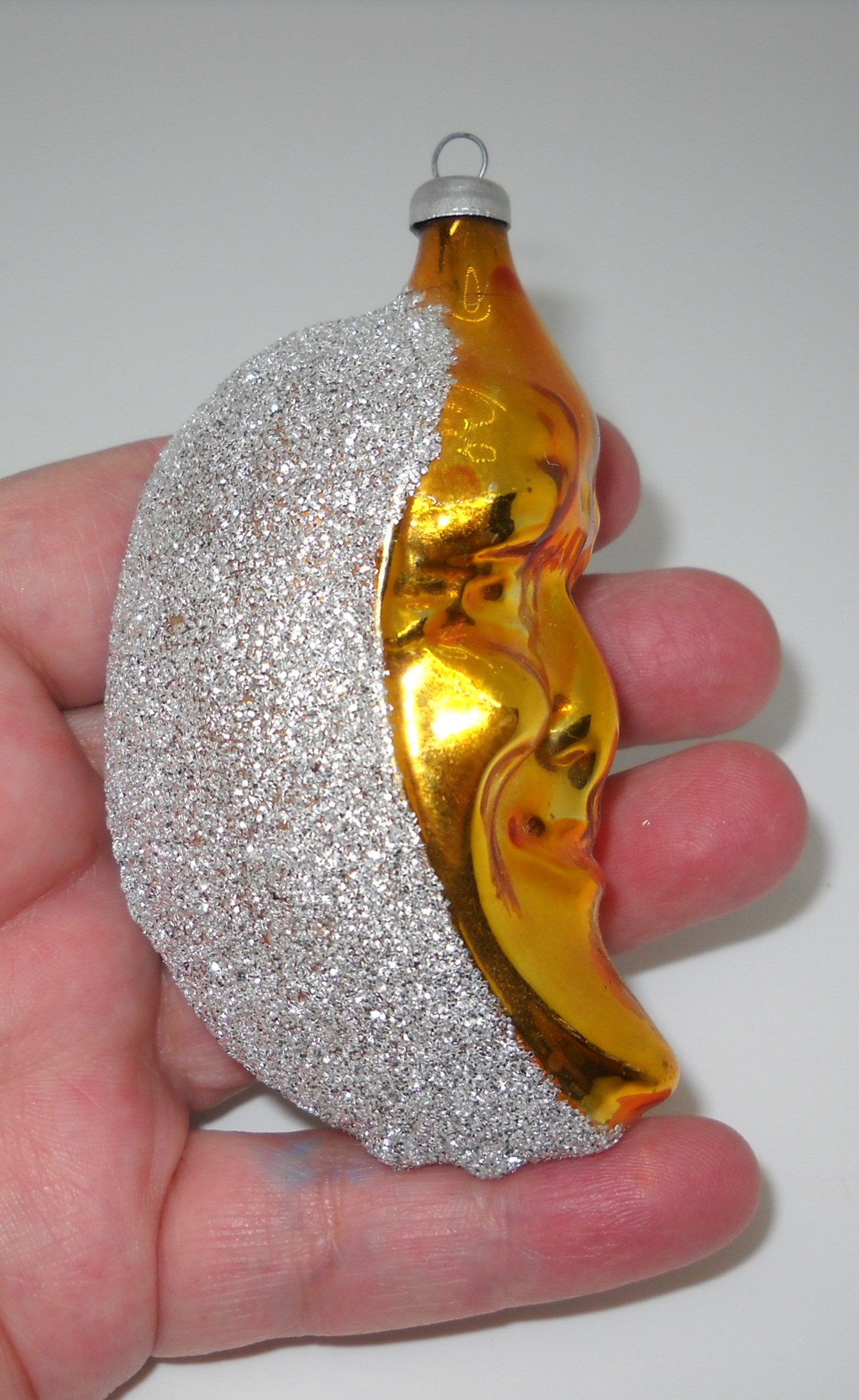 Mercury Glass Figural Crescent Moon Ornament Made in West - Etsy
