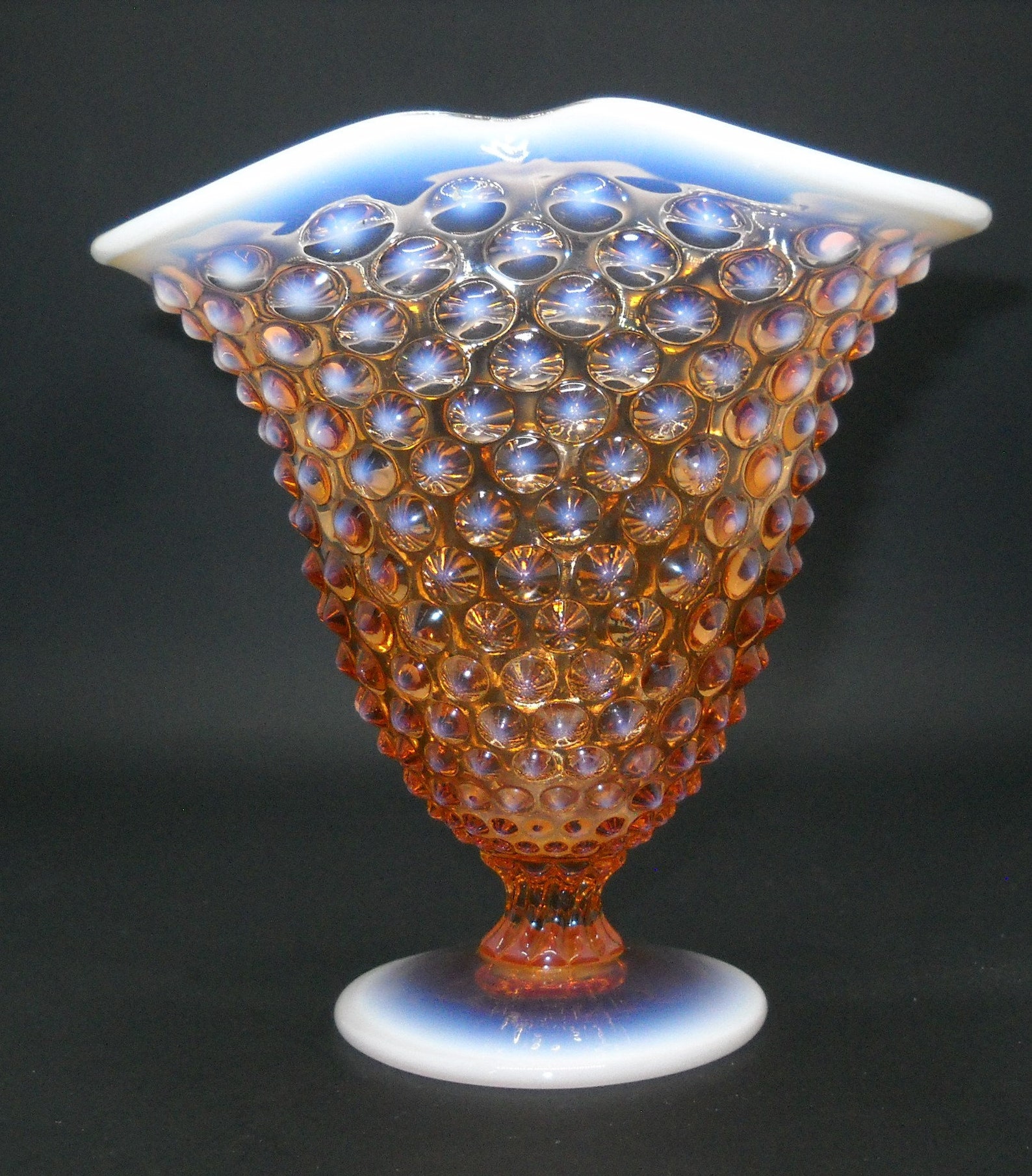 Duncan and Miller 118 Cranberry Pink Opalescent Hobnail Crimped Vase - Etsy