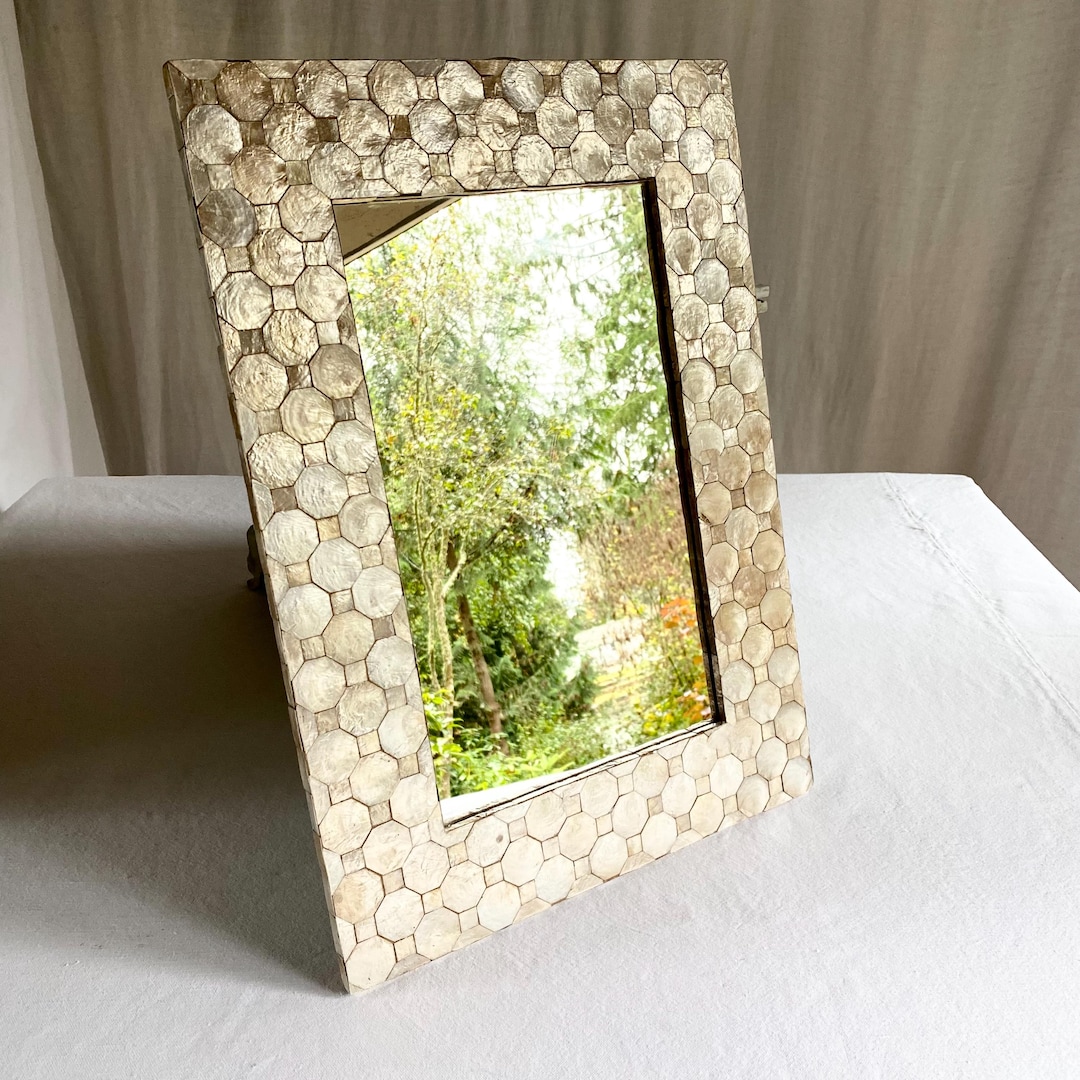 Capiz Shell Mosaic Frame Mirror · Iridescent Tile Design · Coastal ...