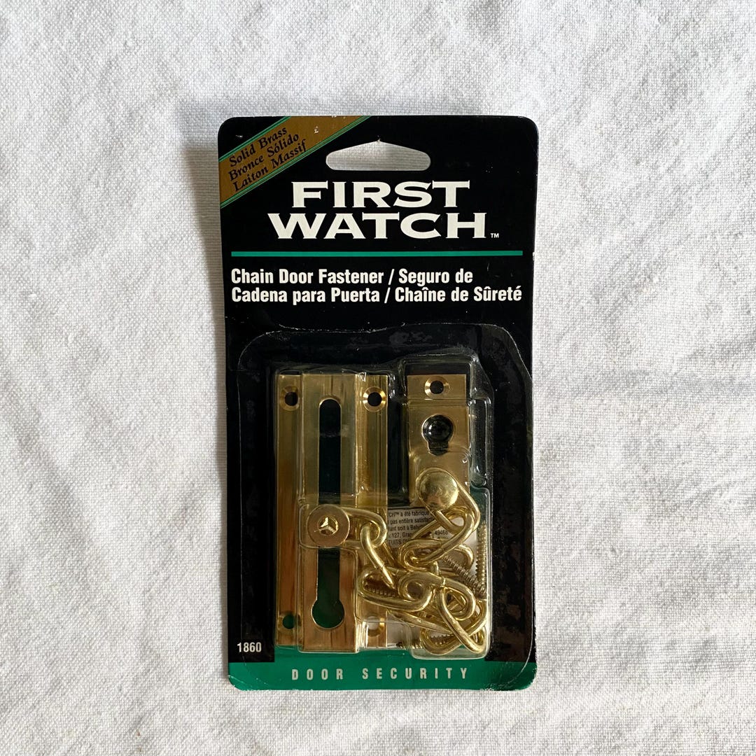 Vintage Solid Brass Chain Door Fastener - 1997 NOS Home Security Lock ...