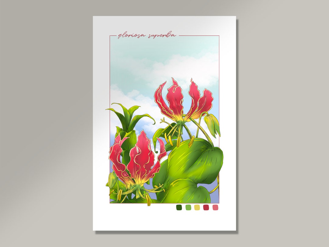 Fire Lily Art Print | Digital Illustration | Floral, Flower, Nature ...