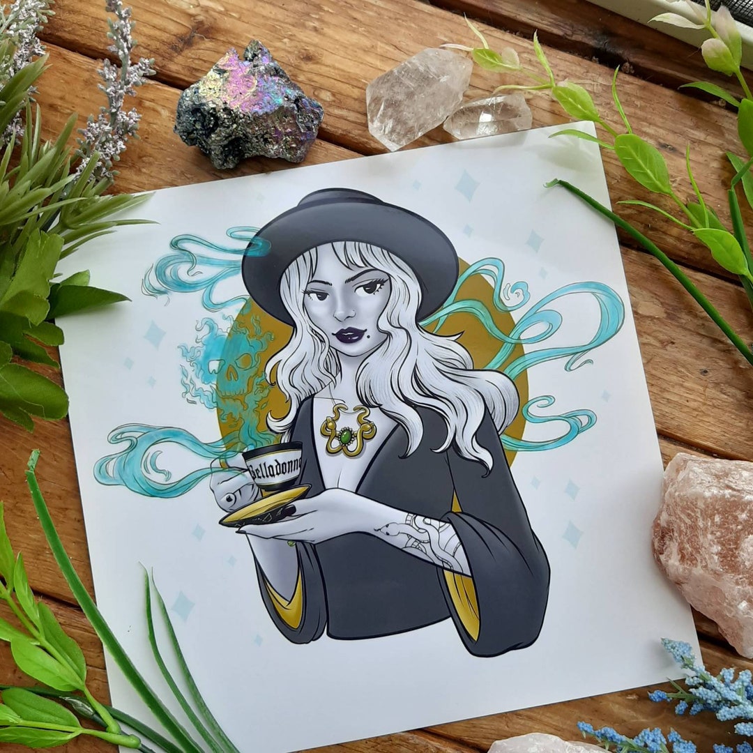 Belladonna Witch | Square Art Print | Wiccan, Tea, Fantasy, Magic ...