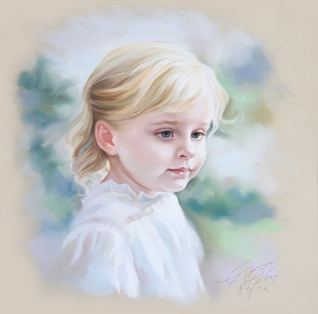 Portrait Painting of a Young Girl, Child Portrait, Custom Pastel ...