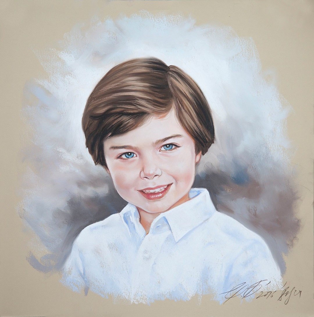 Pastel Portrait of a Boy. Head and Shoulders Portrait - Etsy