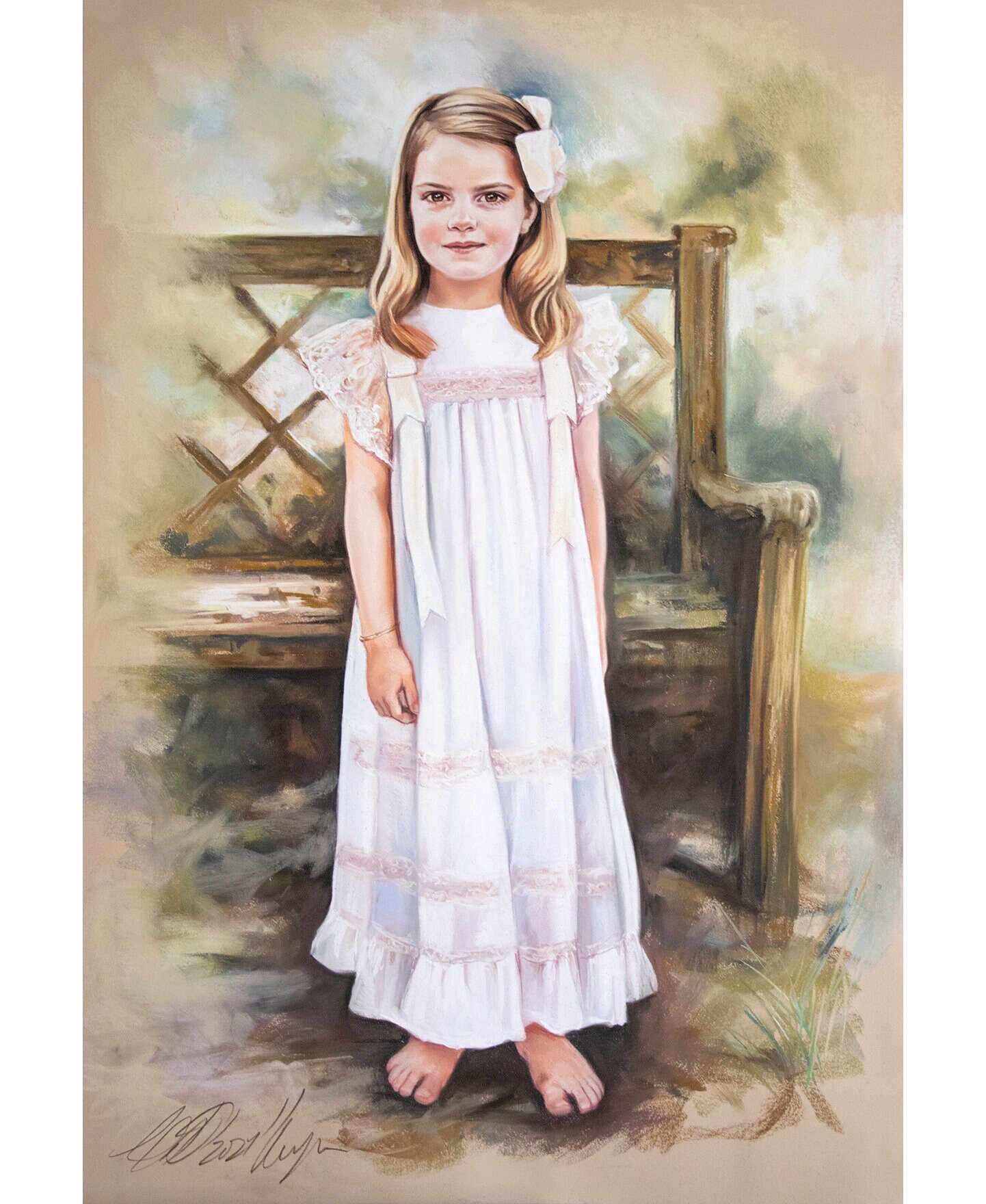Portrait painting full-body Pastel portrait of a girl. Big | Etsy