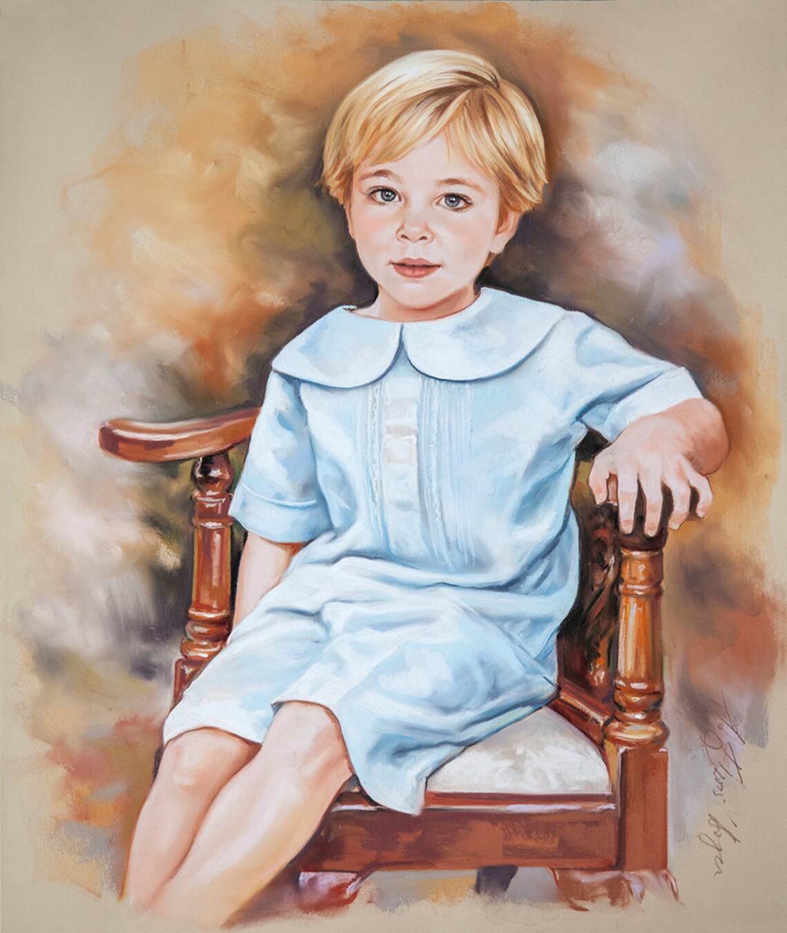 Pastel Portrait of a Child, Big Pastel Painting, Children Portraits ...