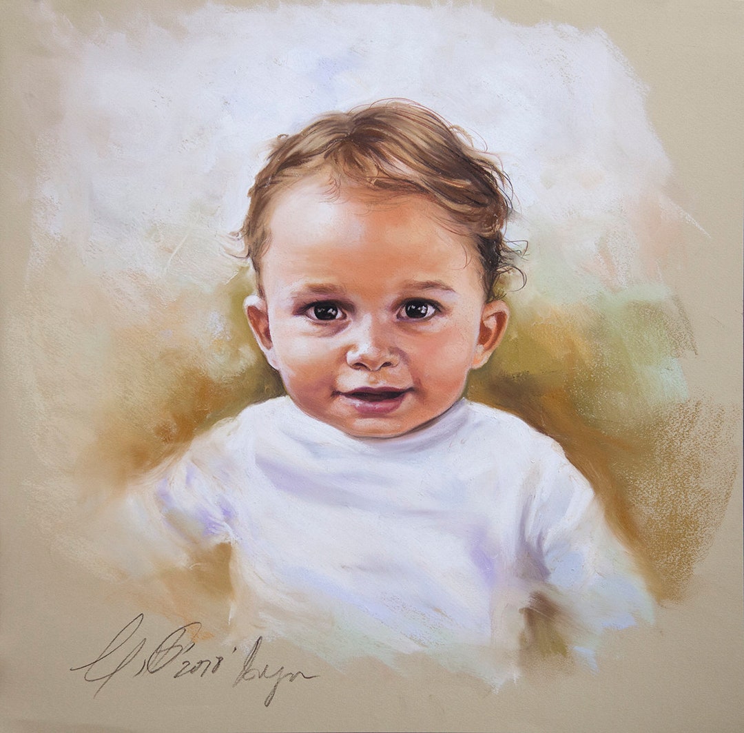 Custom Pastel Portrait Painting of a Young Boy, Handmade Portrait ...