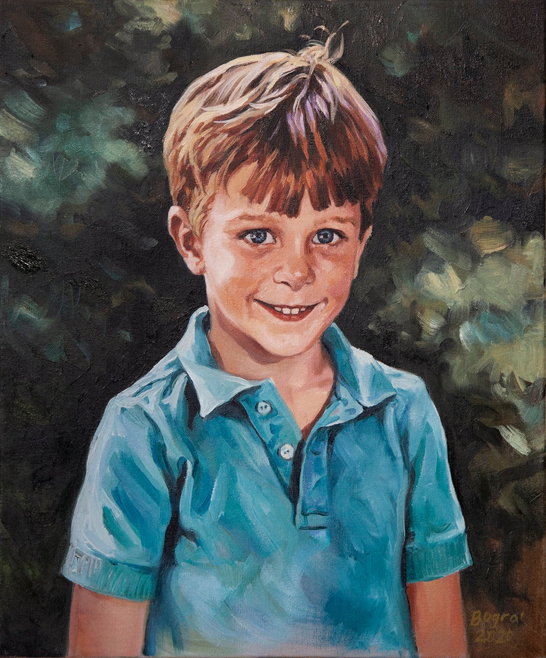 Custom Oil Portrait Painting of a Boy, an Original Head and Shoulders ...