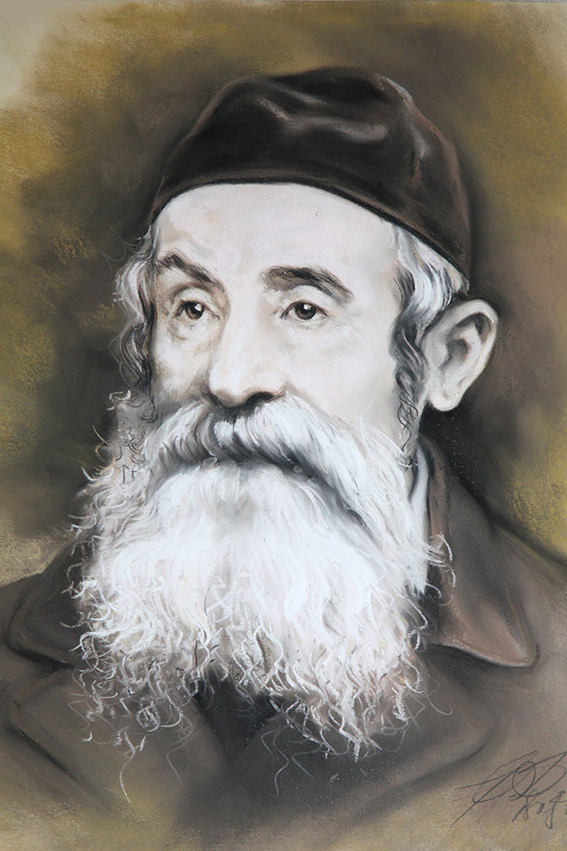 Portrait of an Old Rabbi Pastel Portraits | Etsy