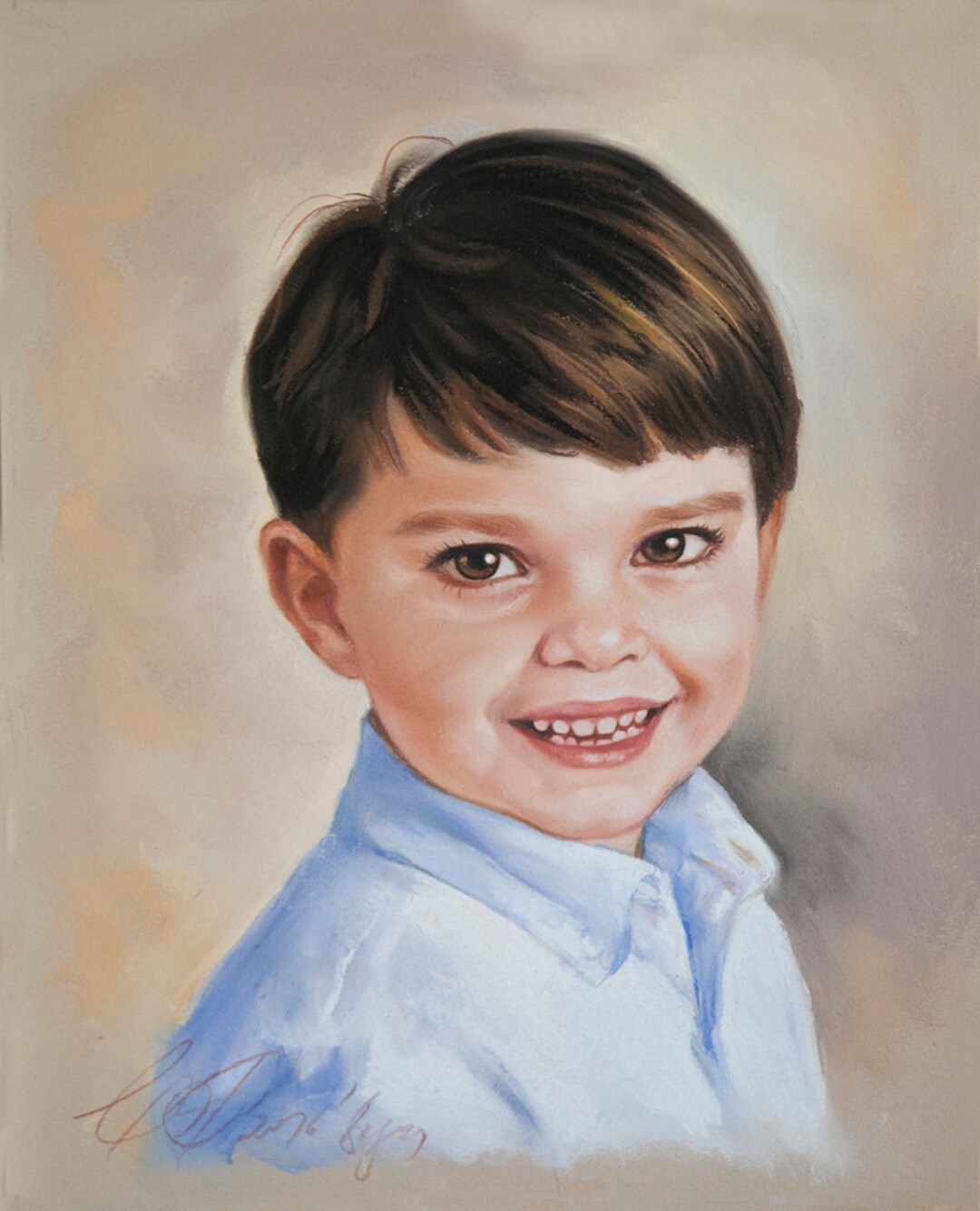 Pastel Portrait of a Boy. Head and Shoulders Portrait, Portrait ...