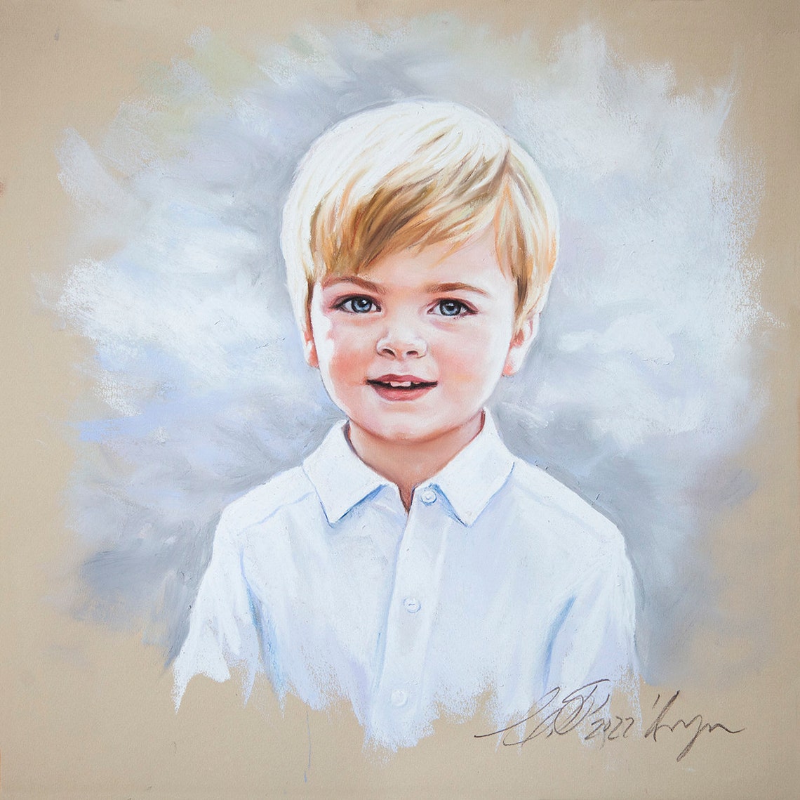 Custom Pastel Portrait From Photography Handmade Pastel - Etsy