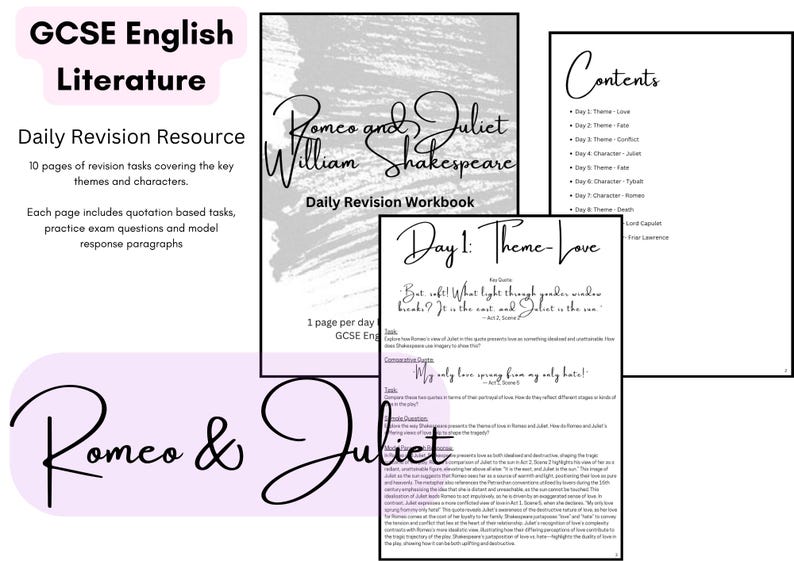Romeo and Juliet 10-day Revision Workbook | GCSE English Literature ...