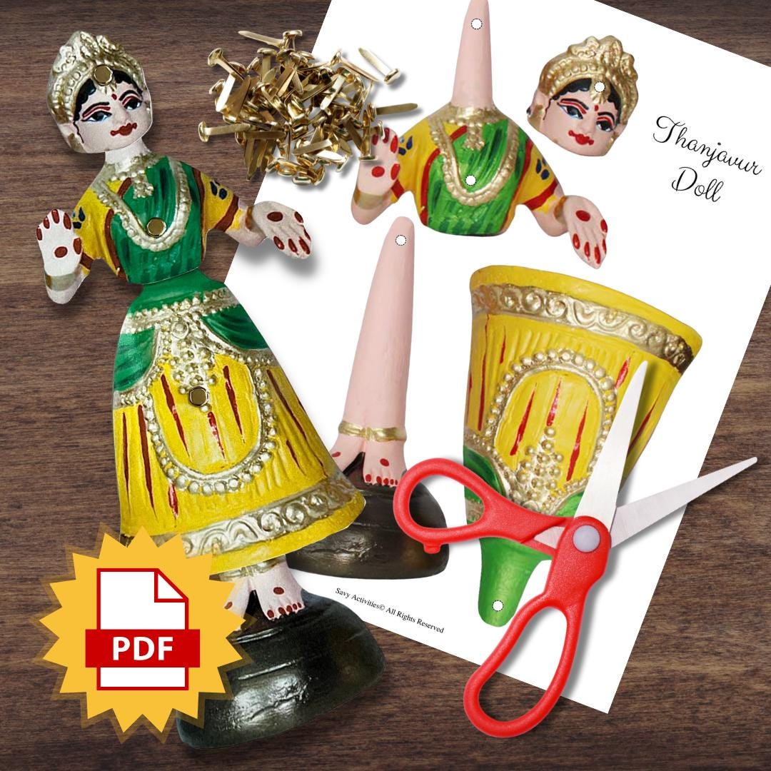 Paper Thanjavur Doll Paper Craft - Traditional INDIA Indian Painted Toy ...