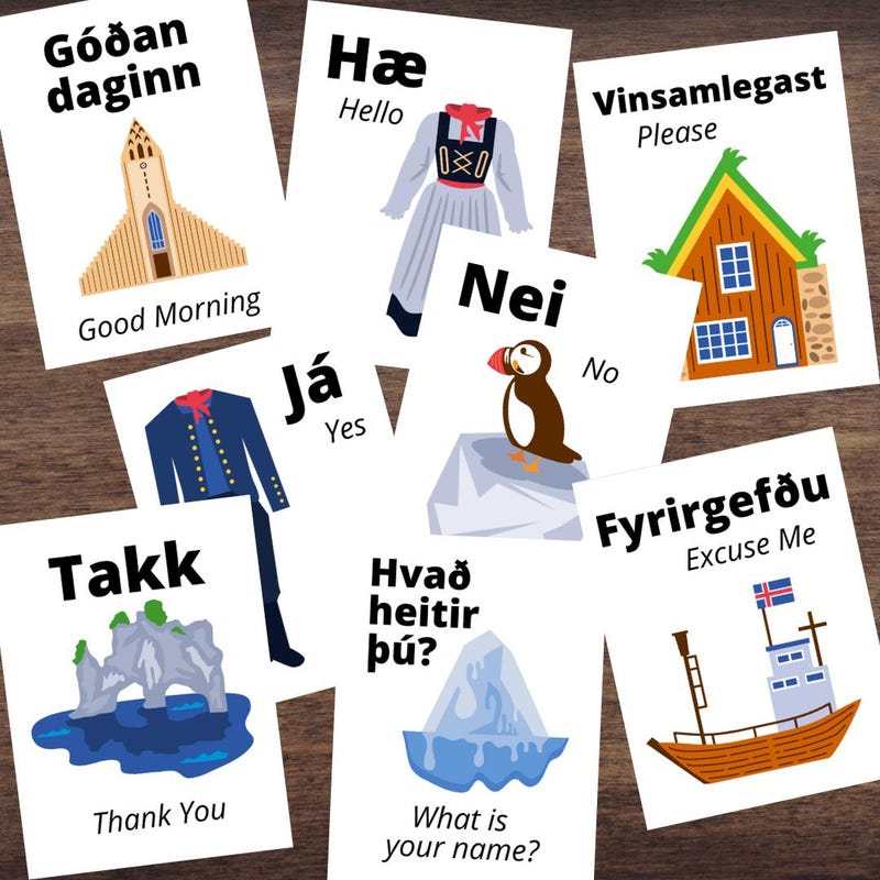 Icelandic Language Cards - Etsy Australia