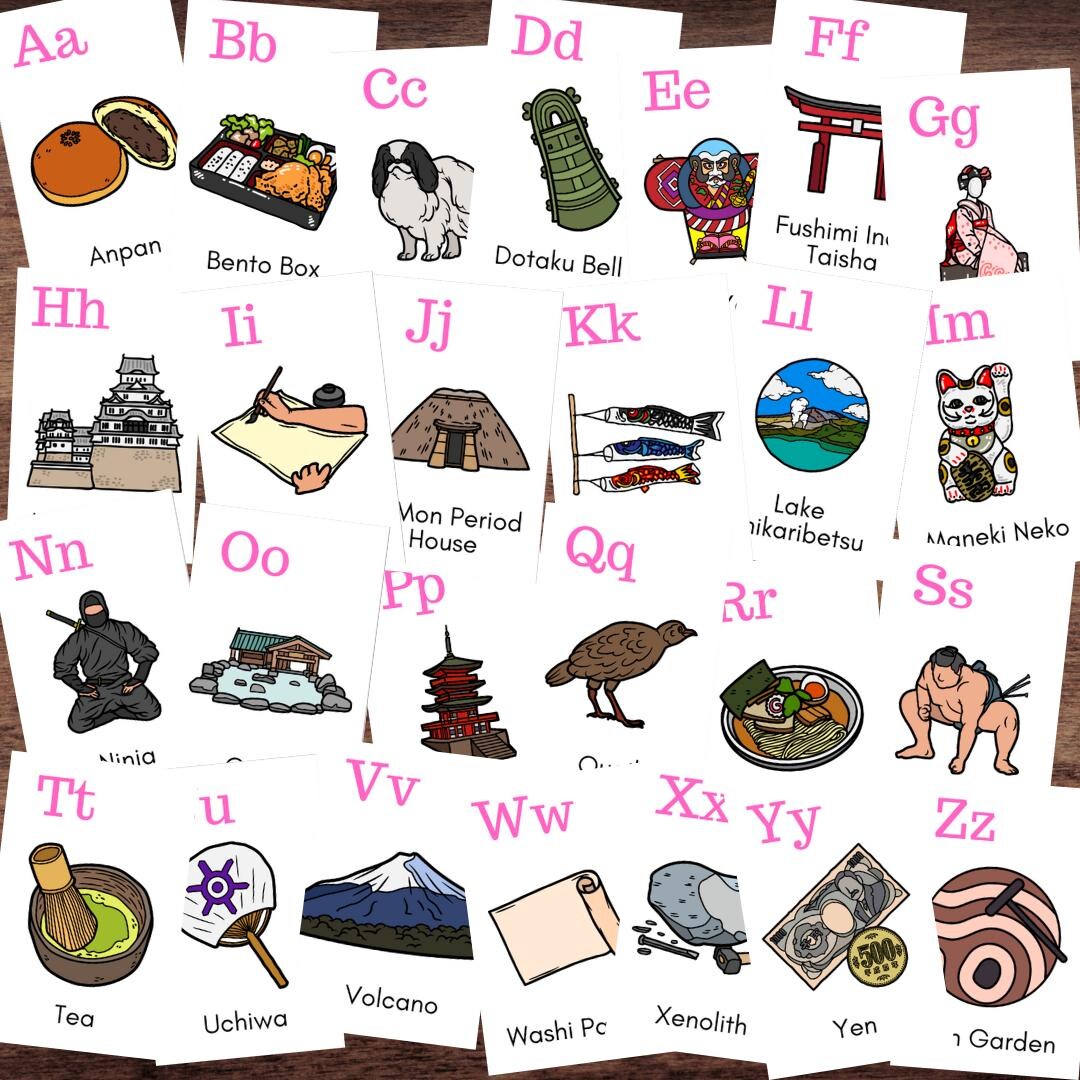 JAPAN Japanese Alphabet Vocabulary Abcs | Language Phrase Cards ...