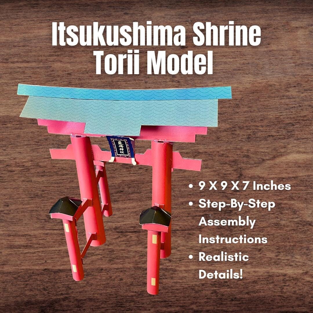 JAPAN Japanese Itsukushima Shrine Torii Model Printable 3D Paper Shinto Diorama Japanese W ...
